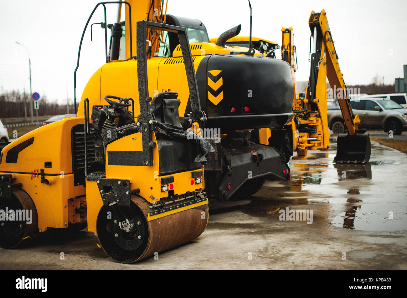 Excavator Loader Machine. Side View of Front Hoe Loader. Industrial ...