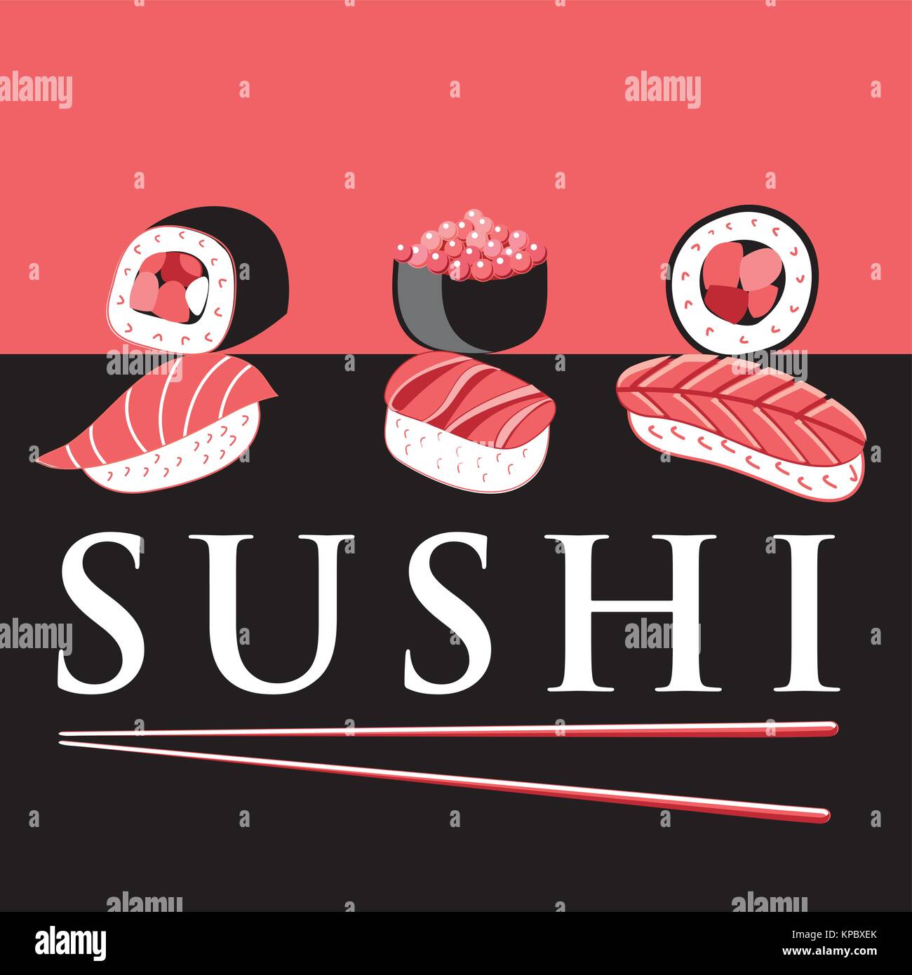Vector bright poster with different sushi for advertising Stock Vector ...