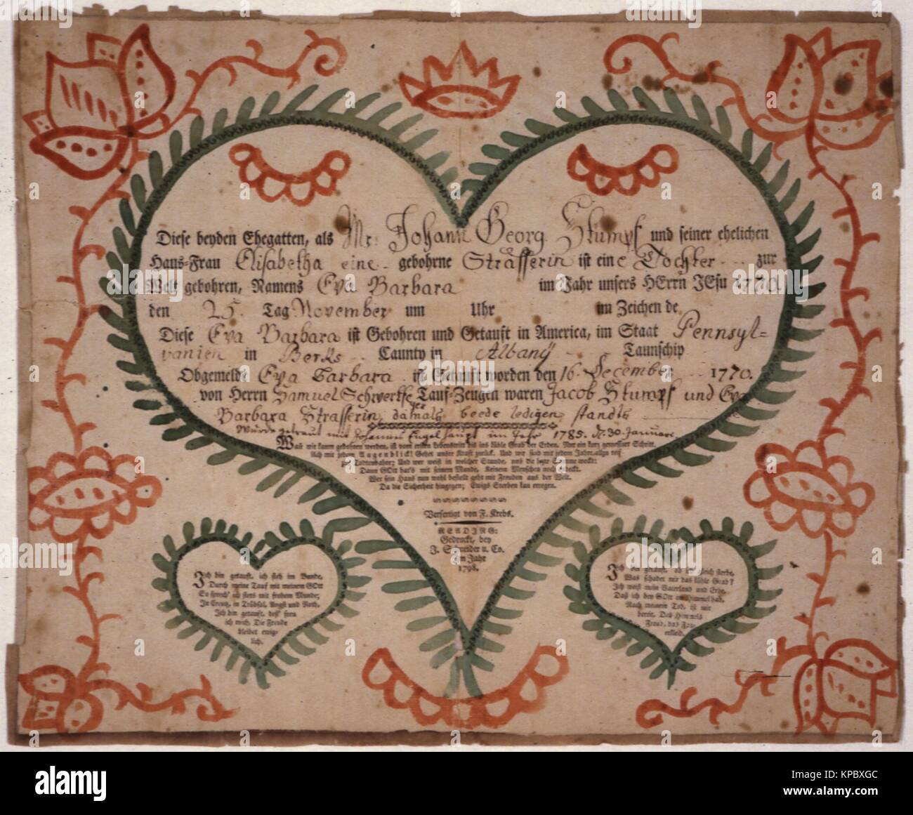 Illustrated fraktur, a type of illuminated folk art created by the ...