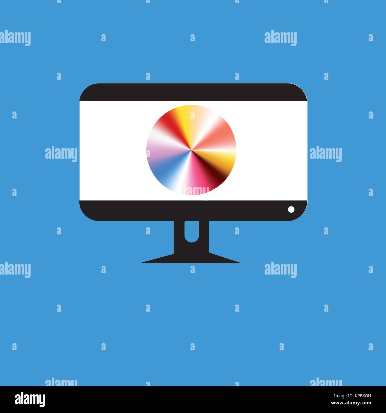 Vector computer monitor icon on a blue background Stock Vector Image ...