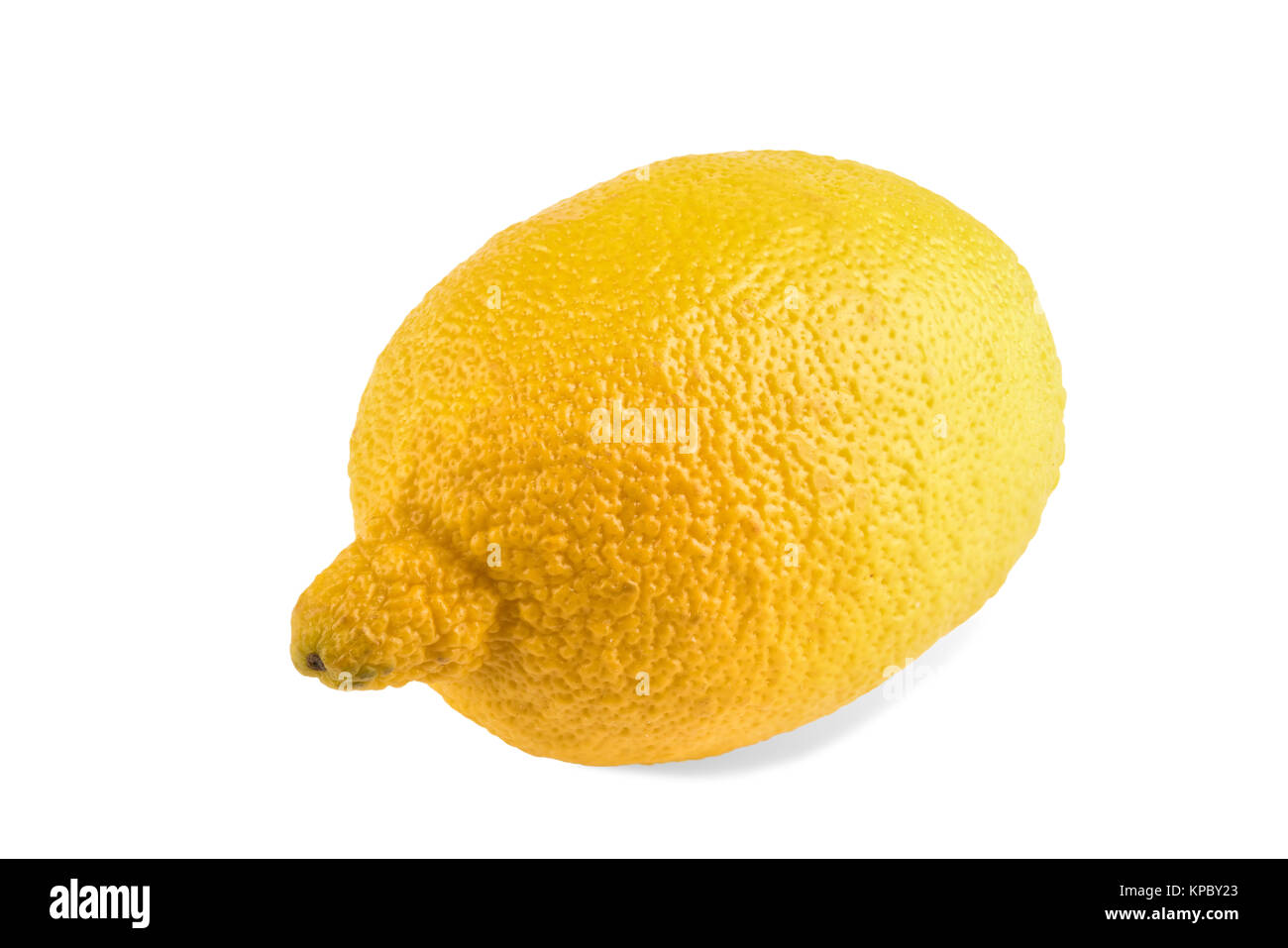 Close up of whole lemon, brightly colored in yellow, with clearly ...