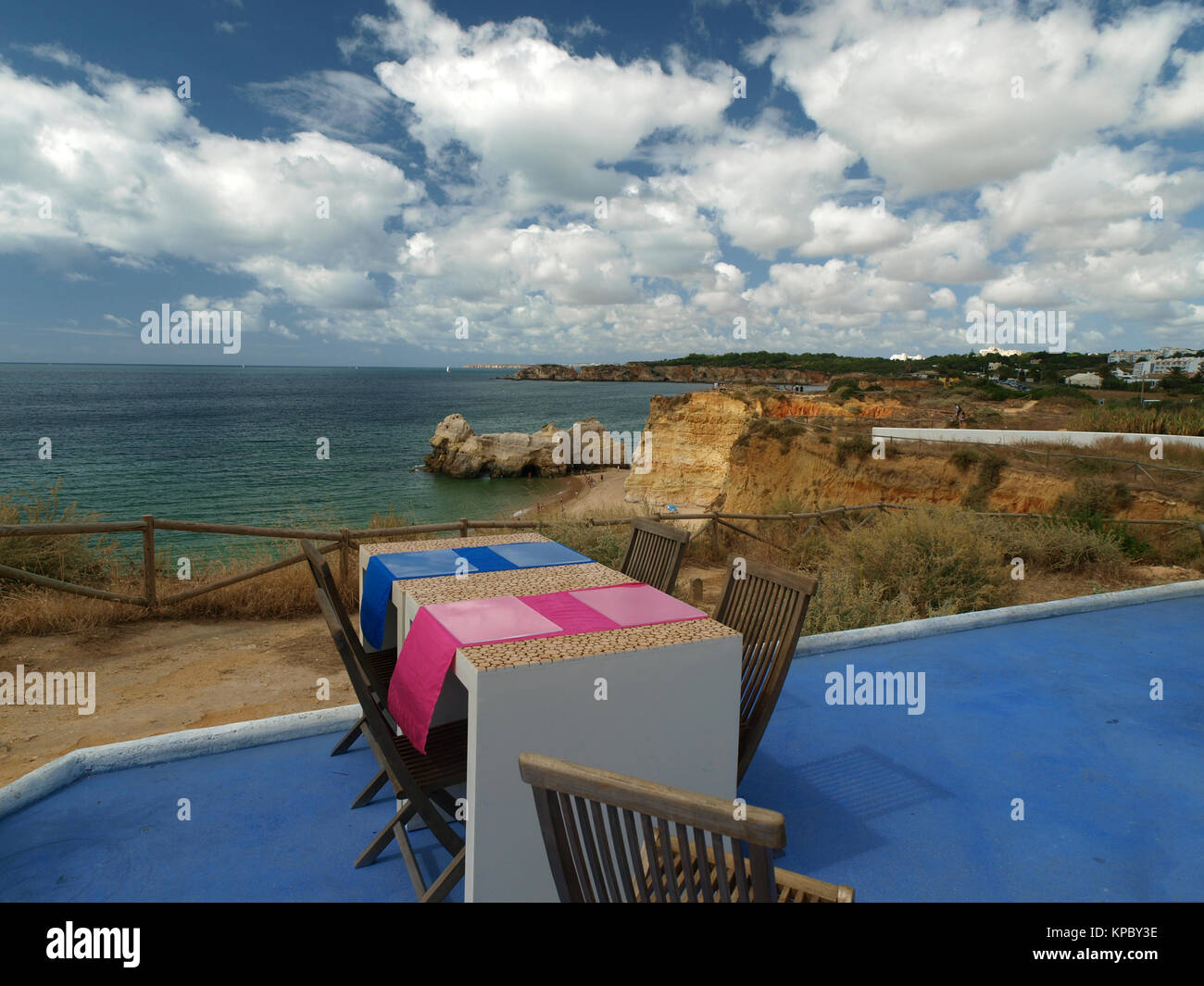Terrace overlooking the beautiful beach and cliff Stock Photo - Alamy