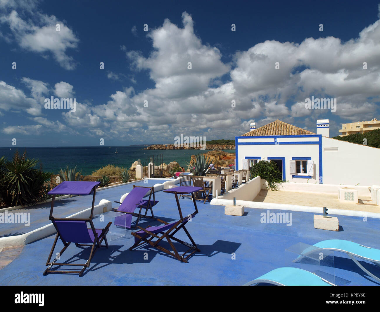 Terrace overlooking the beautiful beach and cliff Stock Photo - Alamy