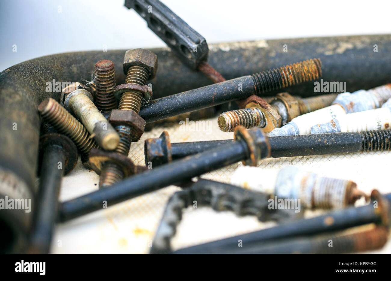 Old and oxide tools and screws Stock Photo - Alamy
