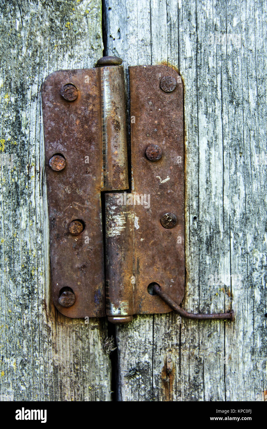 Old Tree Wood Aged Rusted Hinge Background Stock Photo - Alamy