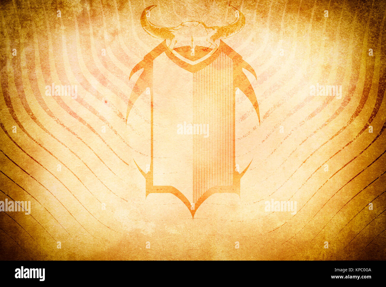 Old grunge paper background with ancient abstract shield and halftone ...