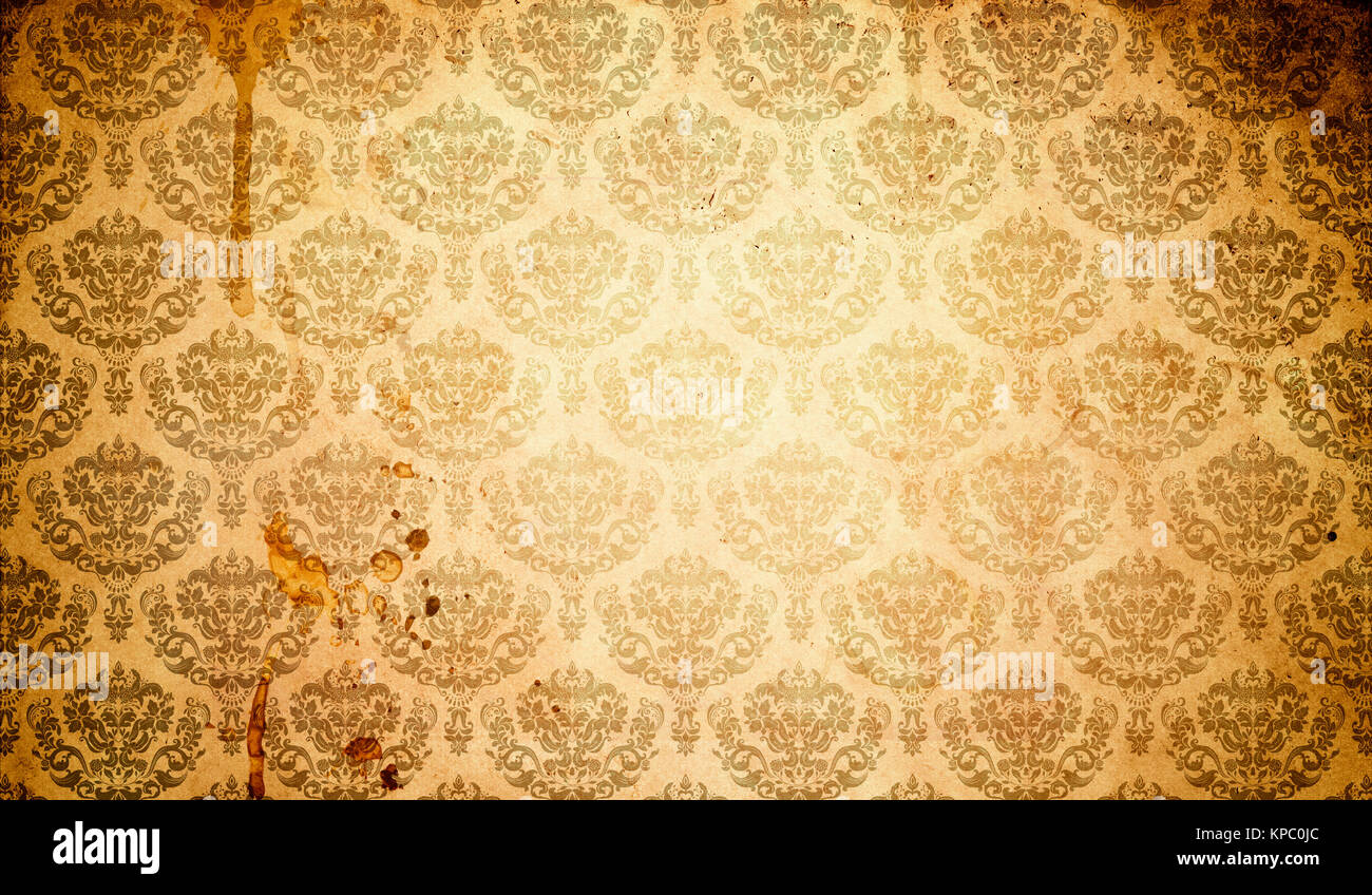 Old grunge paper background with floral old-fashioned patterns Stock ...