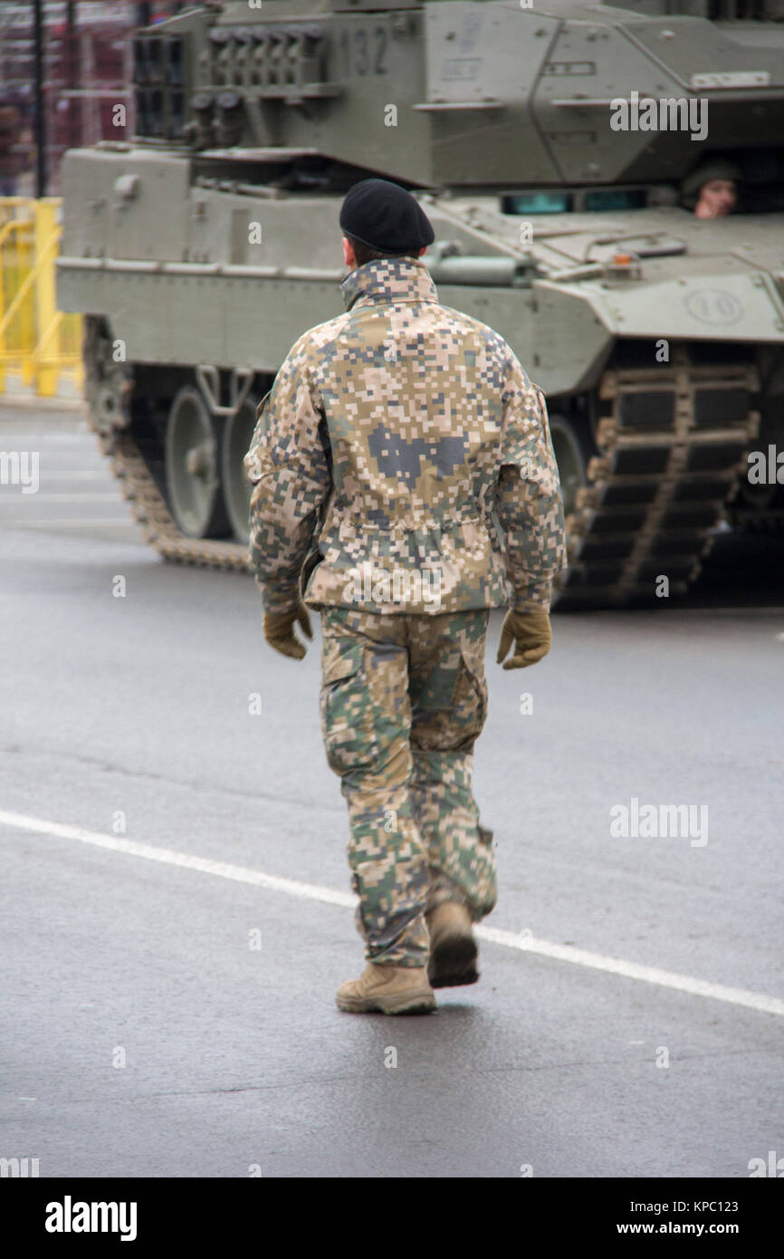 November 18, 2017. military police NATO soldiers at military parade in ...