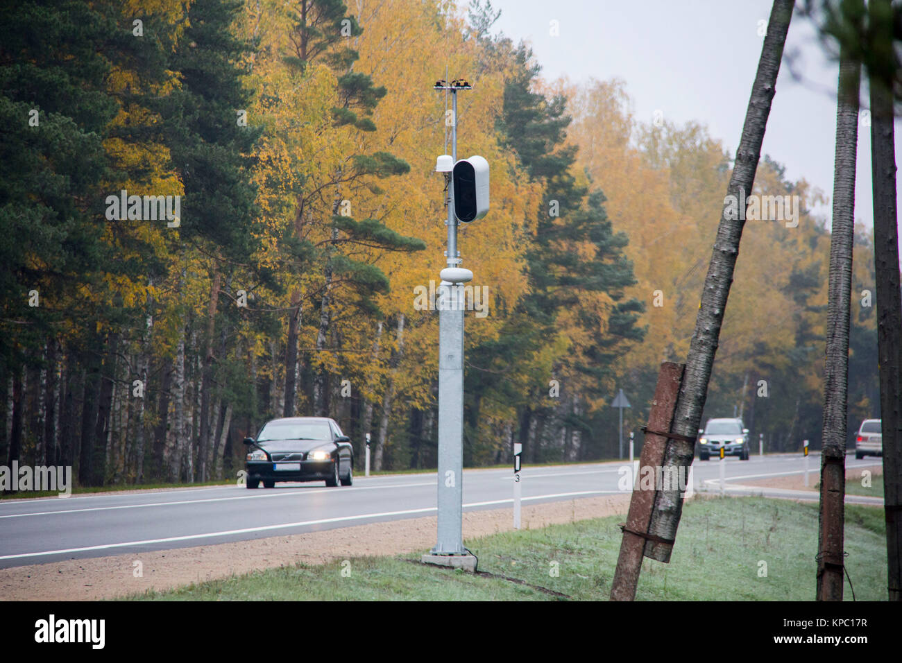 Traffic enforcement camera speed control radar camera at countryside ...