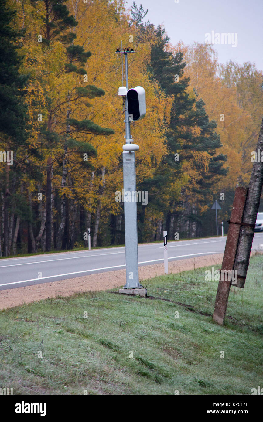 Traffic enforcement camera speed control radar camera at countryside ...
