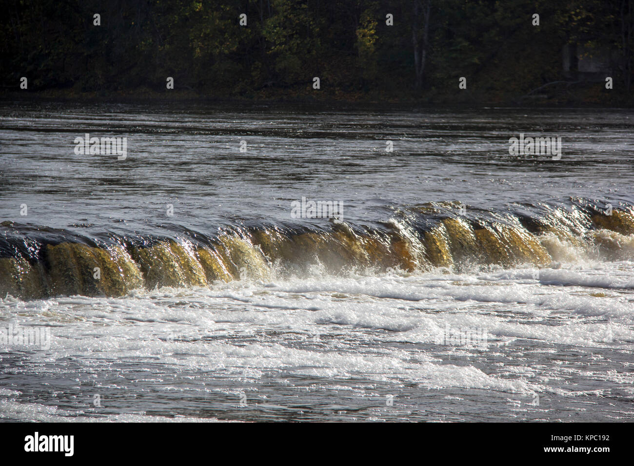 The widest waterfall in Europe in Latvia Kuldiga. River Venta Stock ...