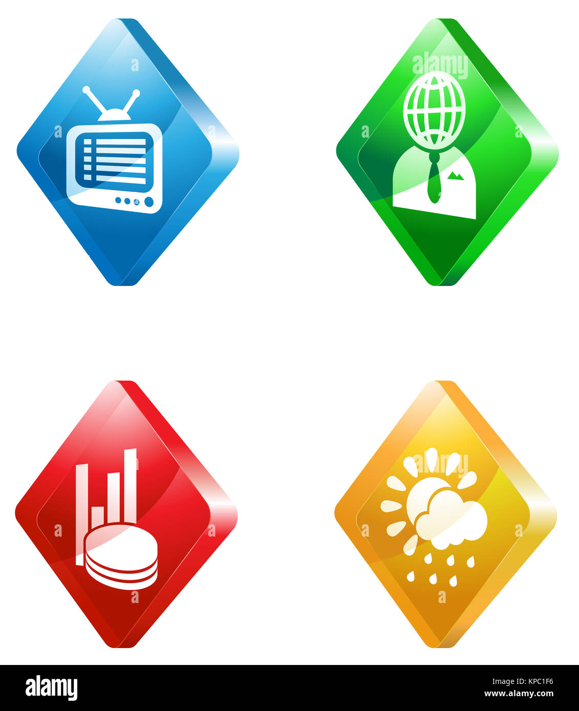 News glass transparent color icon set Stock Photo - Alamy