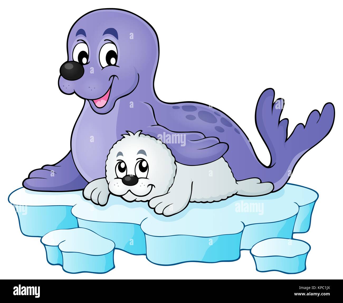 Happy seal with pup theme 1 Stock Photo - Alamy