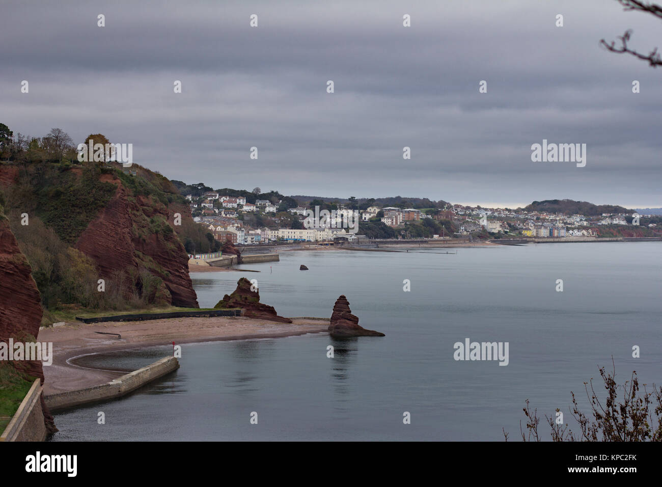 Landscape view of the south Devon coast in SW England with Dawlish in ...