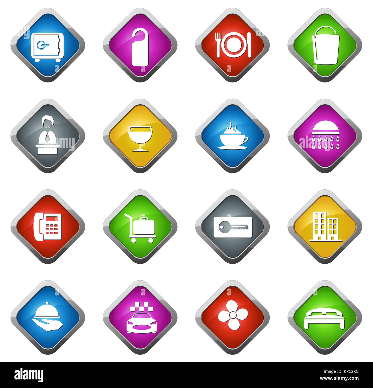 Hotel room icons set Stock Photo - Alamy