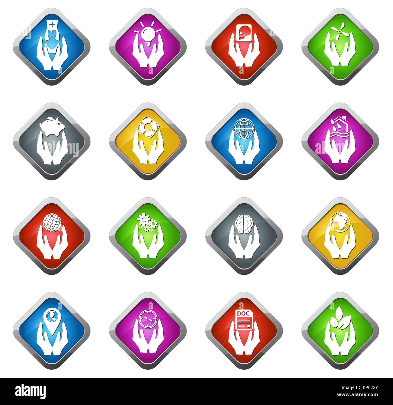 Insurance hands icons Stock Photo - Alamy