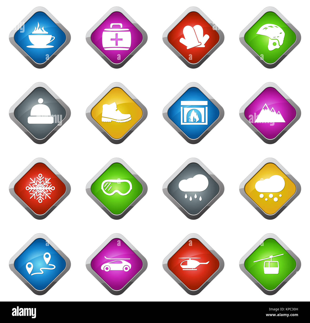 Skiing icons set Stock Photo - Alamy