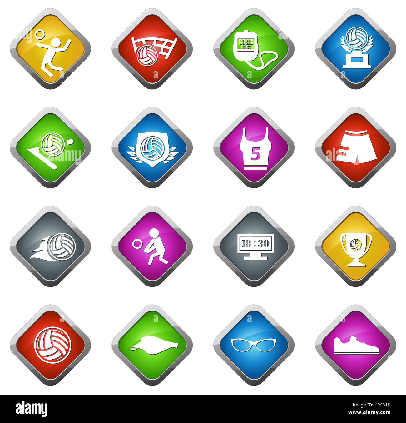 Volleyball icon set Stock Photo - Alamy