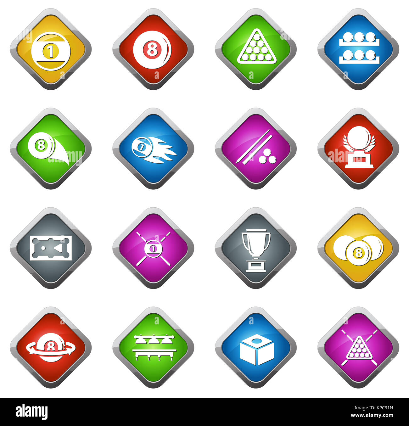 Billiard icons set Stock Photo - Alamy