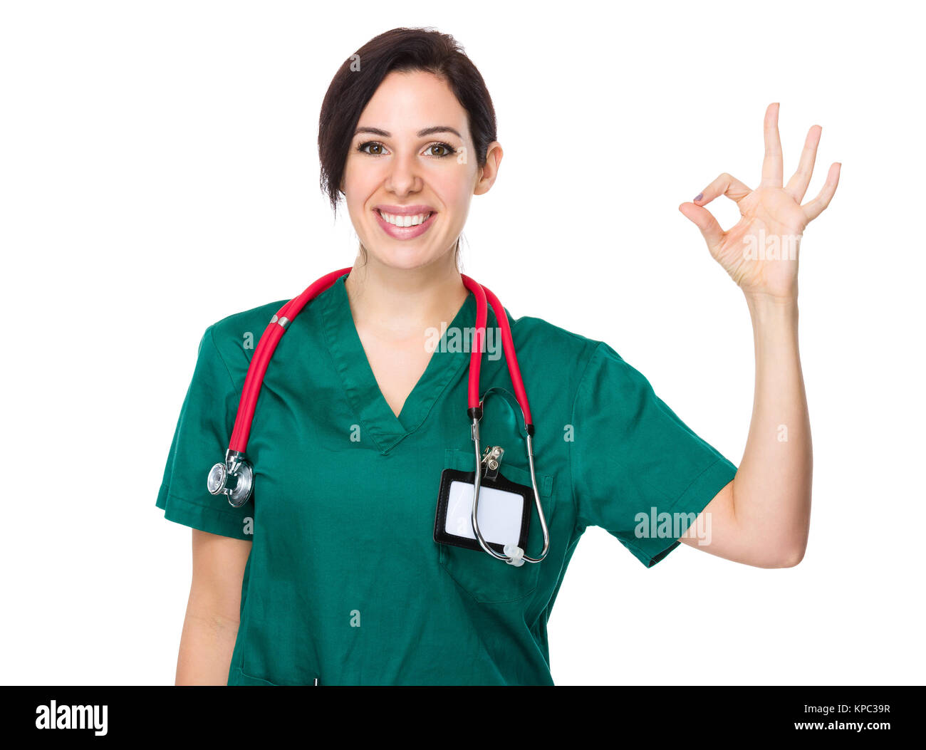 Female doctor with ok sign Stock Photo - Alamy