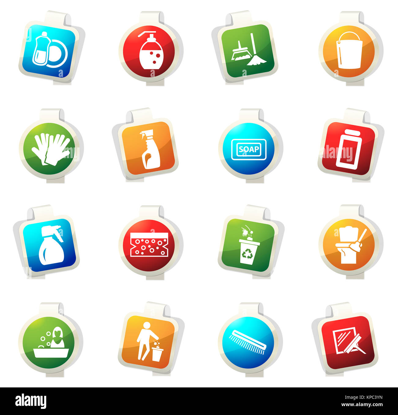 Cleaning company icons set Stock Photo - Alamy