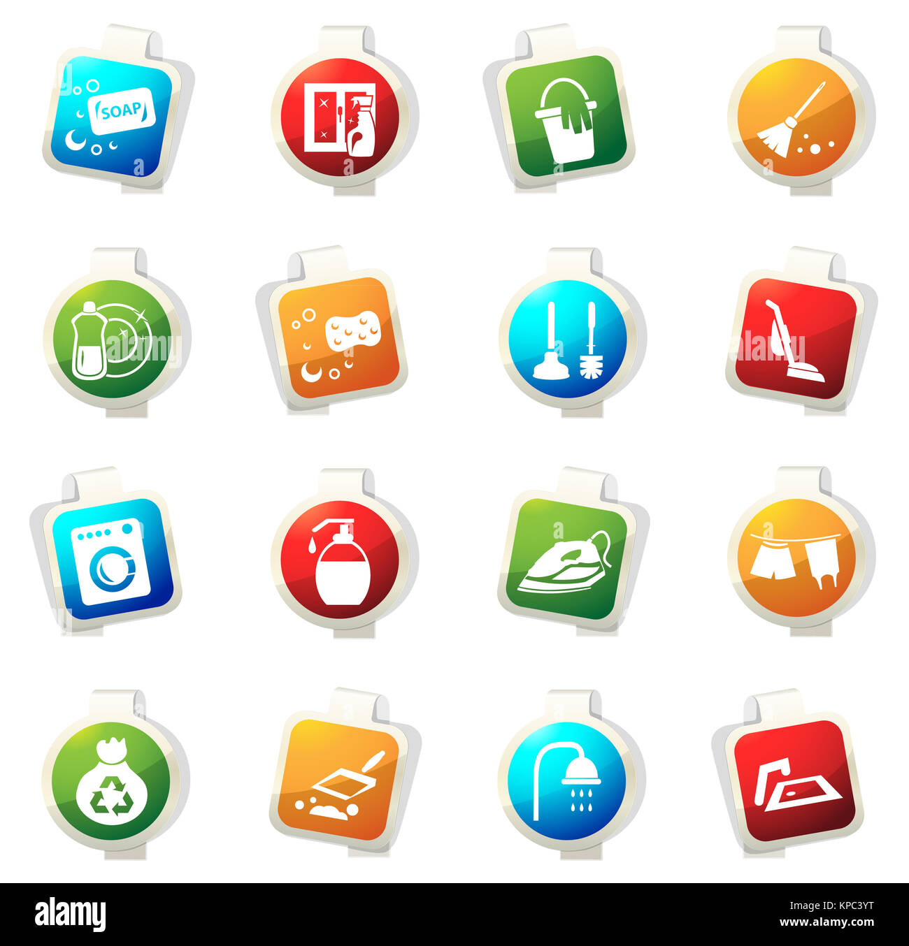 Cleaning company icons set Stock Photo - Alamy