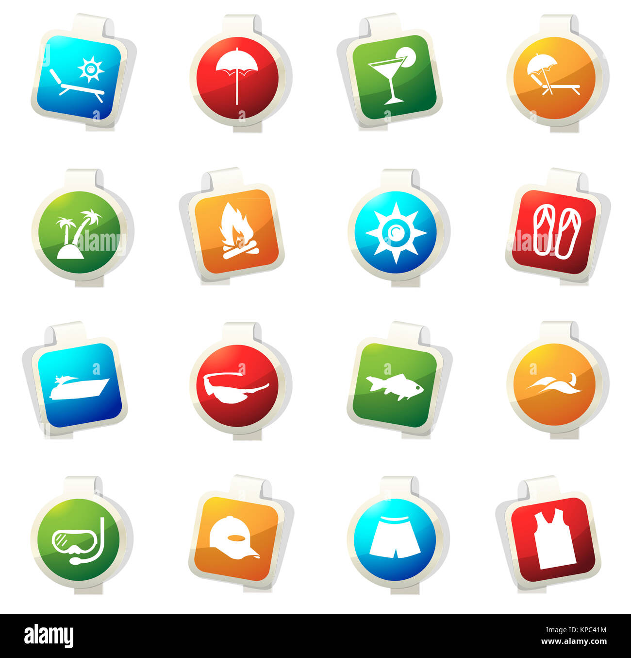 Beach icon set Stock Photo - Alamy