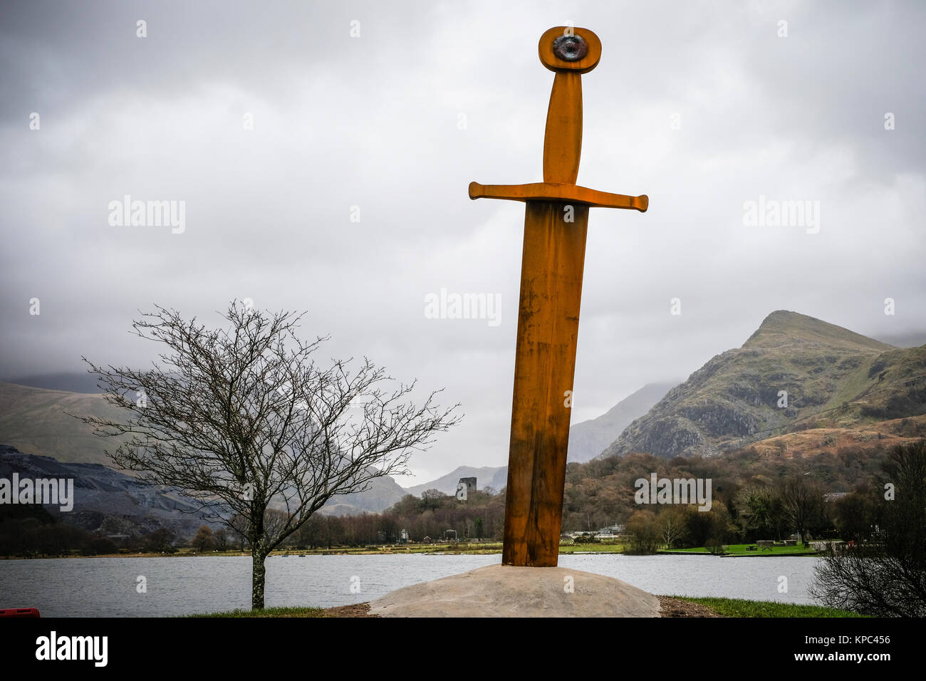 Sword sculpture that celebrates the Welsh princes erected beside beauty ...