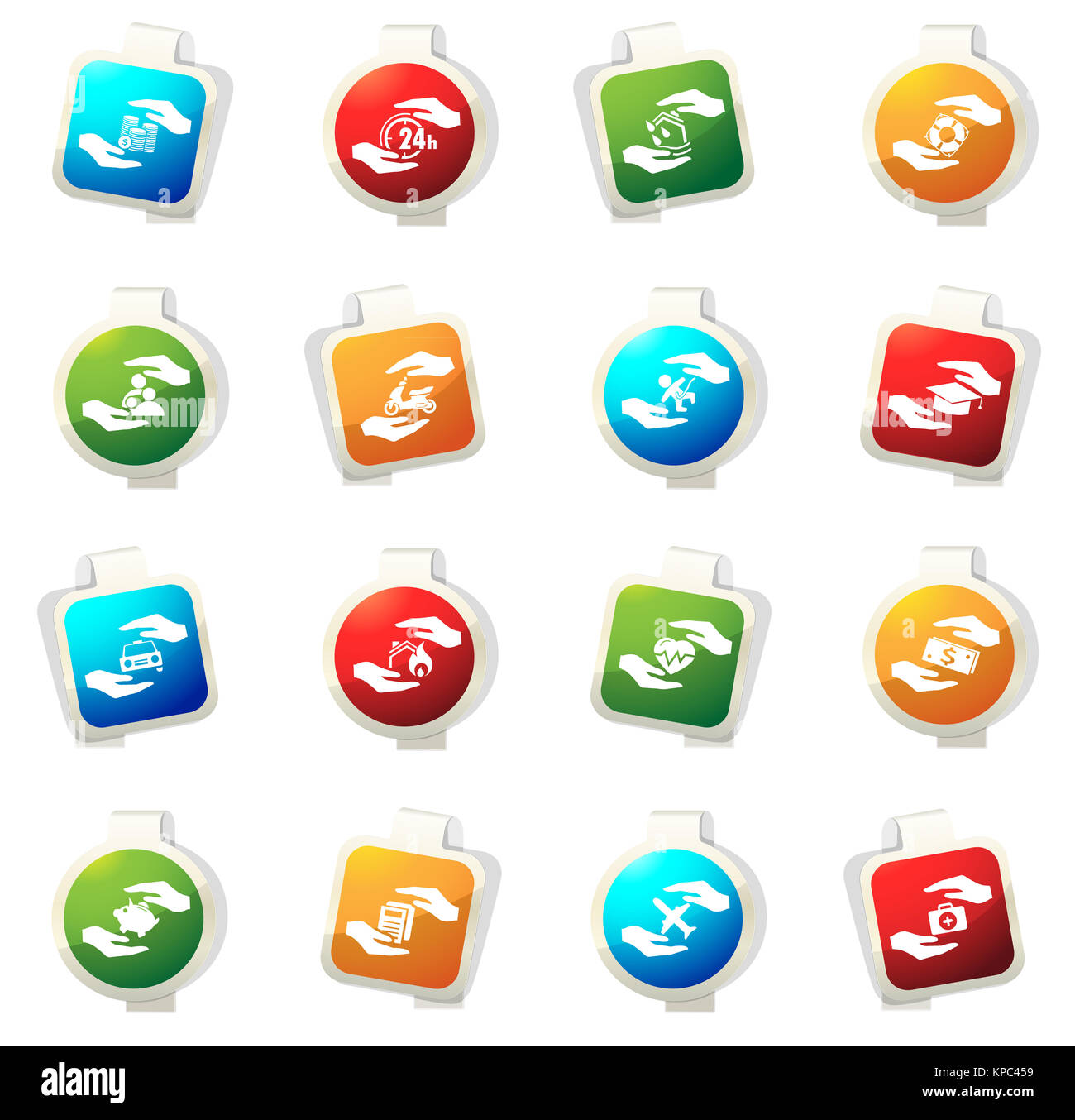 Insurance hands icons Stock Photo - Alamy