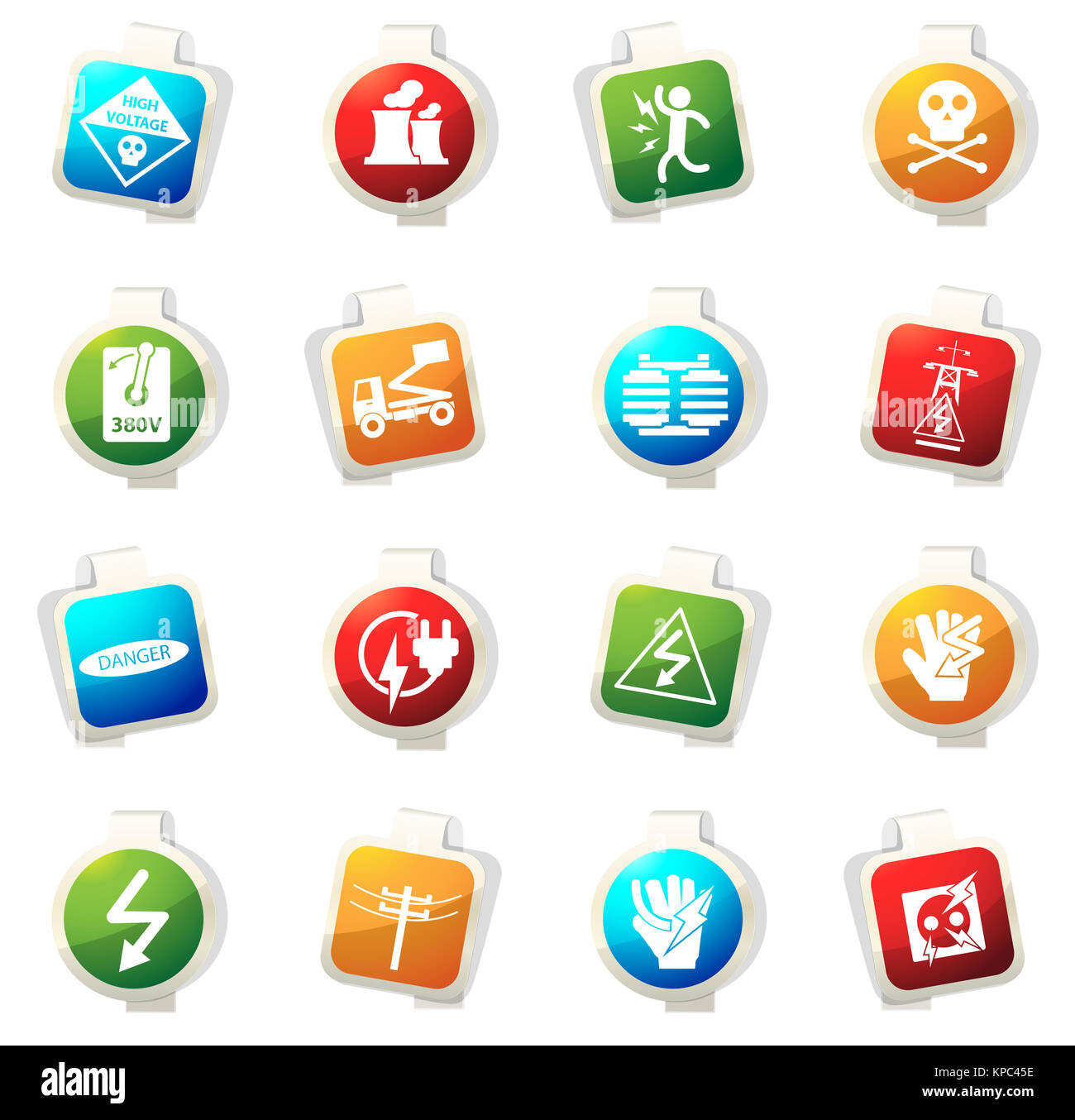 High voltage icons set Stock Photo - Alamy