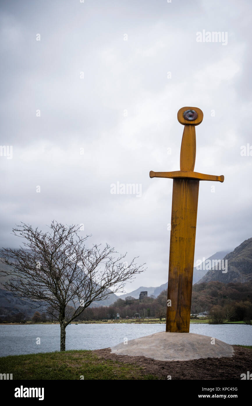 Sword sculpture that celebrates the Welsh princes erected beside beauty ...