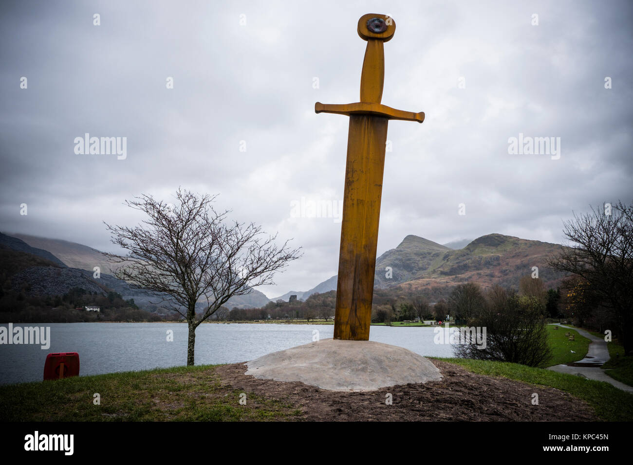 Sword sculpture that celebrates the Welsh princes erected beside beauty ...