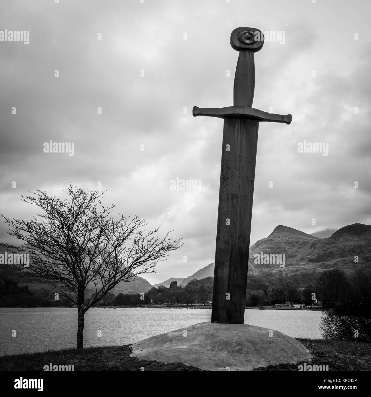 Sword sculpture that celebrates the Welsh princes erected beside beauty ...