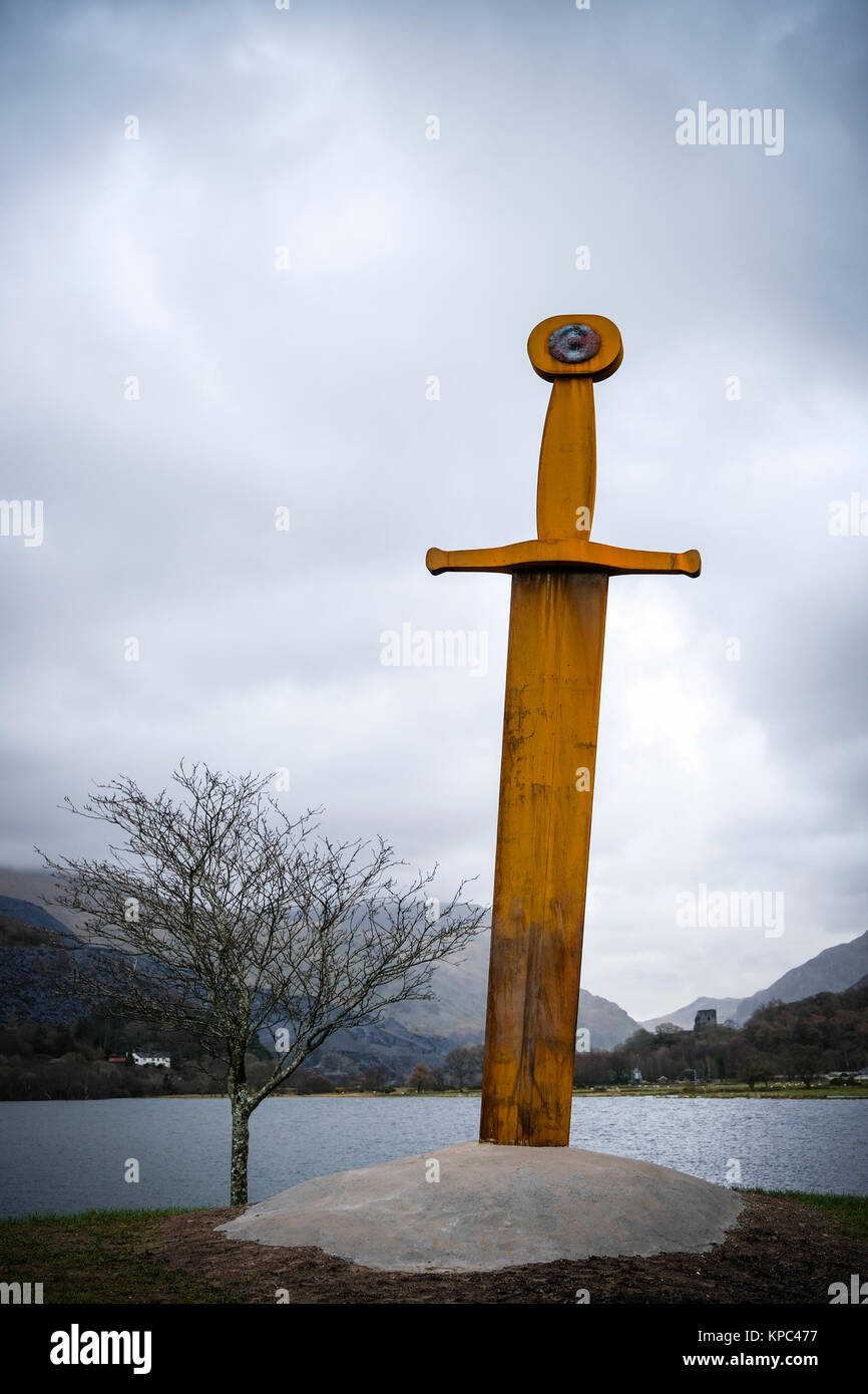 Sword sculpture that celebrates the Welsh princes erected beside beauty ...