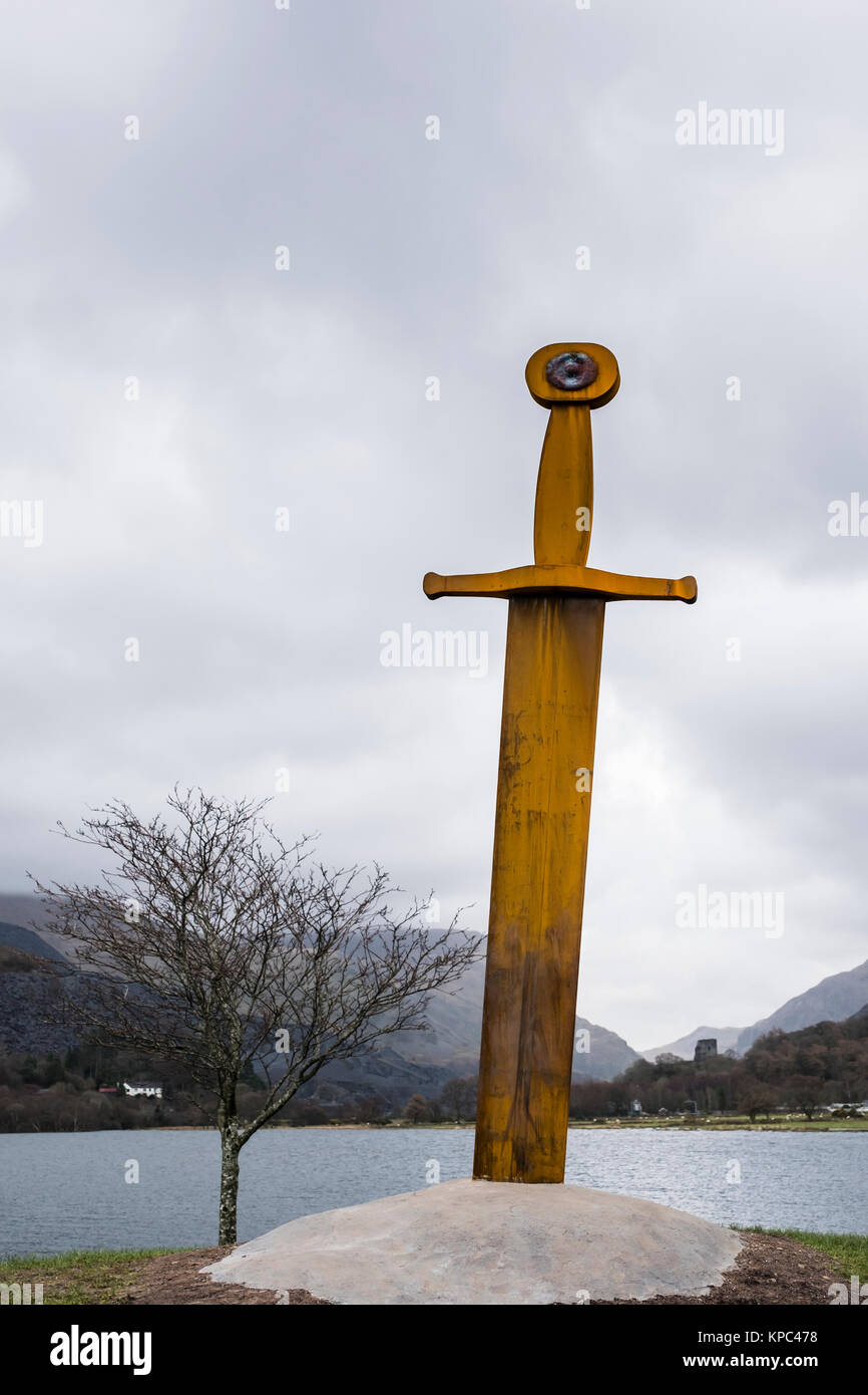 Sword sculpture that celebrates the Welsh princes erected beside beauty ...