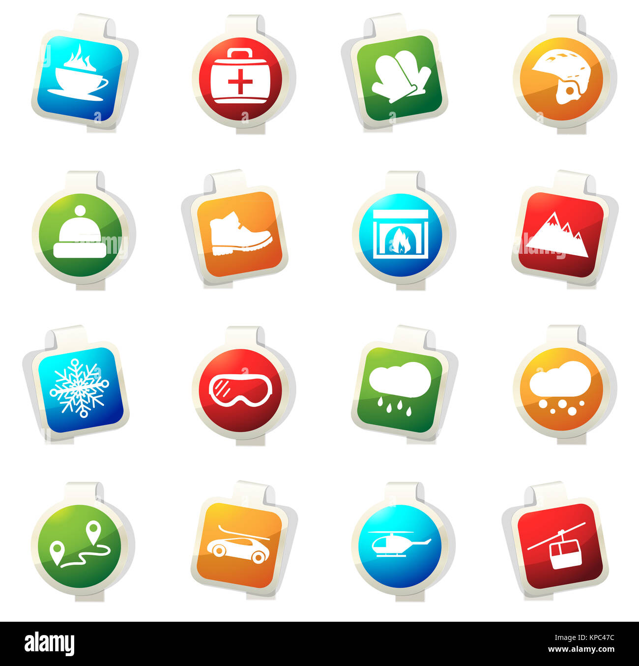 Skiing icons set Stock Photo - Alamy