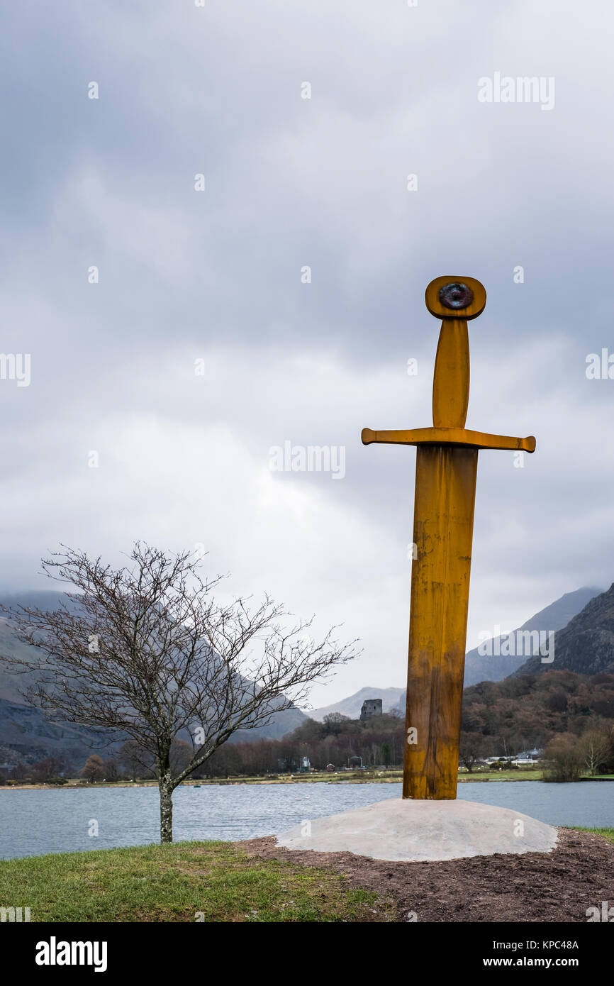Sword sculpture that celebrates the Welsh princes erected beside beauty ...