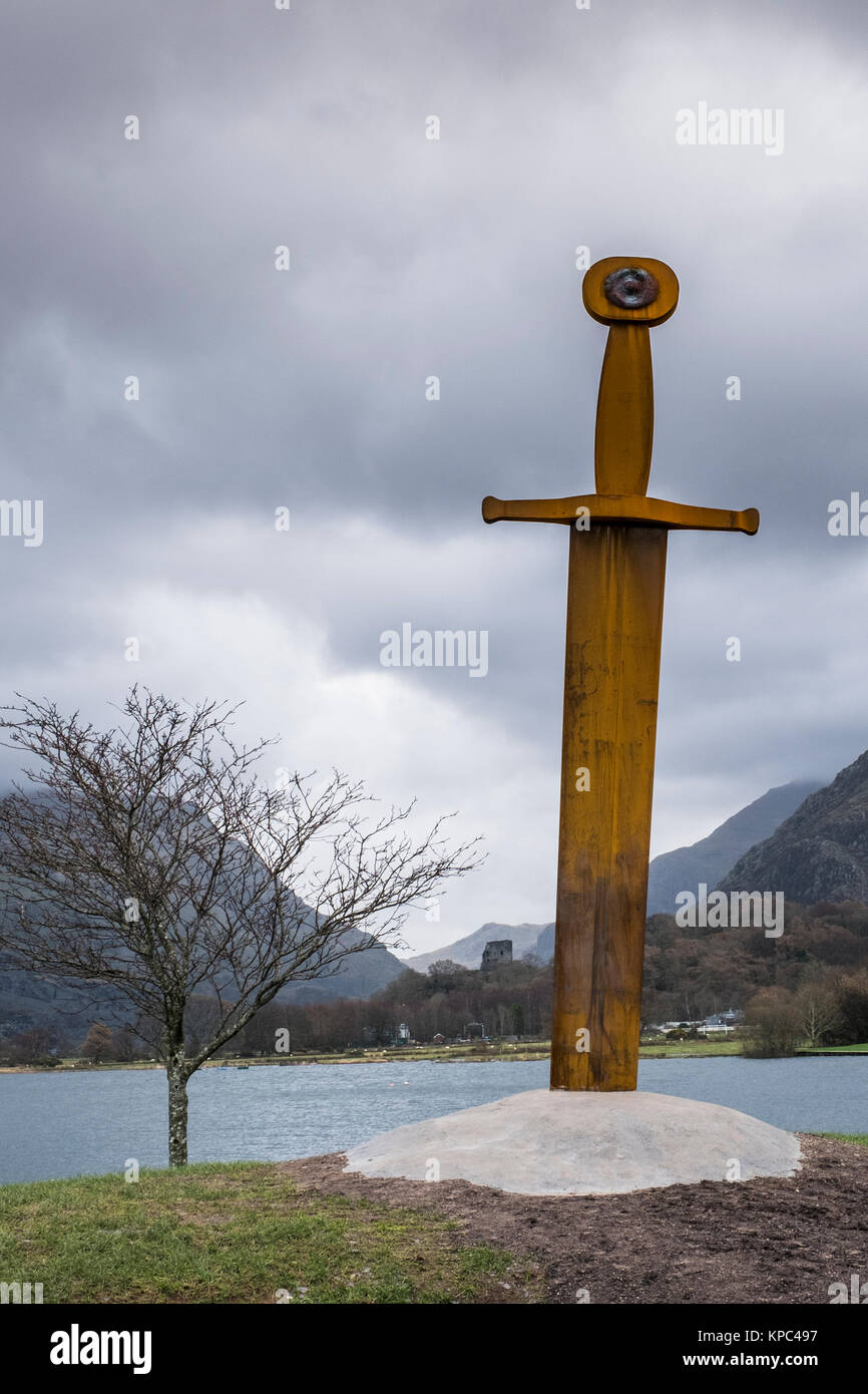 Sword sculpture that celebrates the Welsh princes erected beside beauty ...