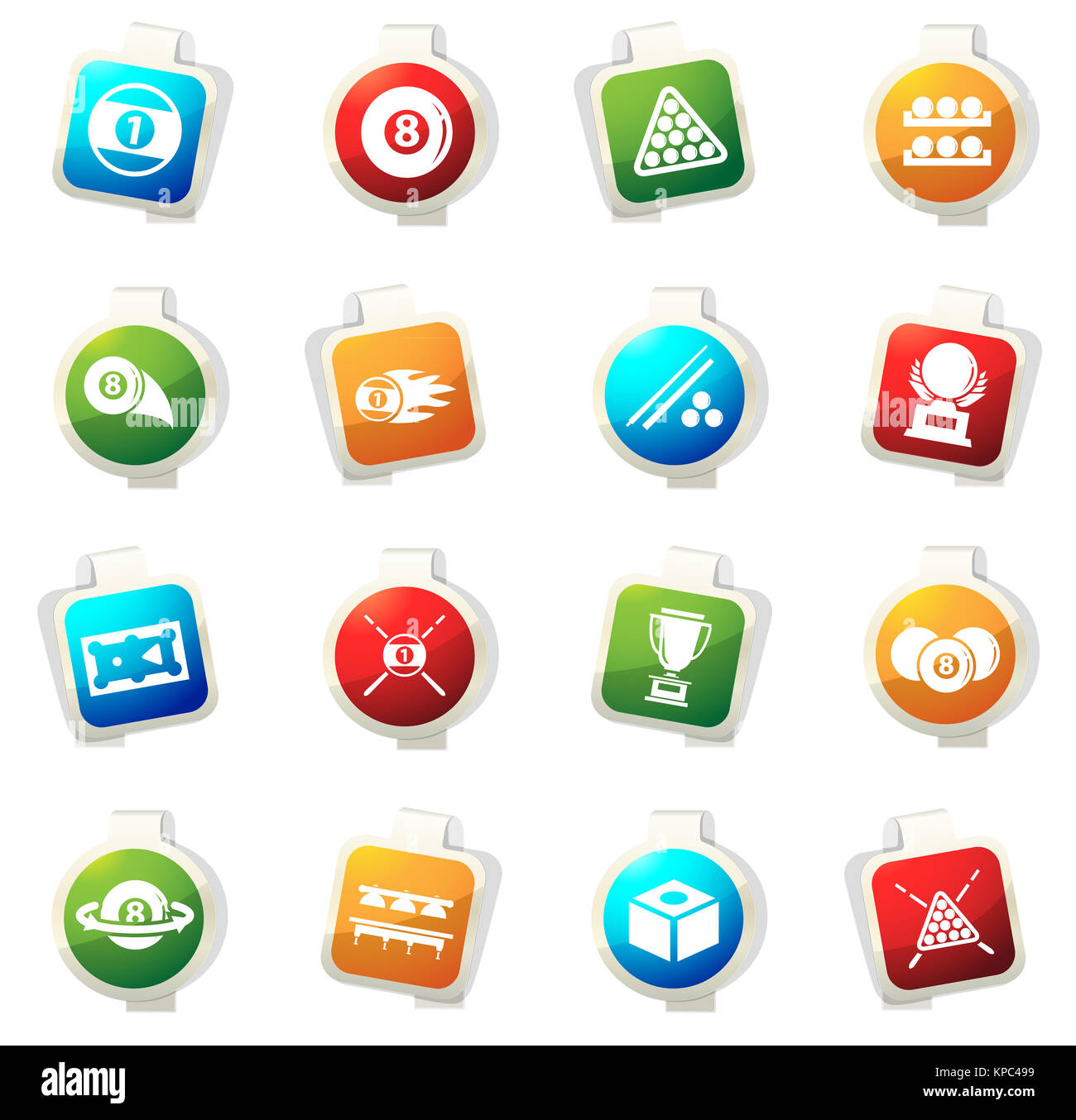 Billiard icons set Stock Photo - Alamy
