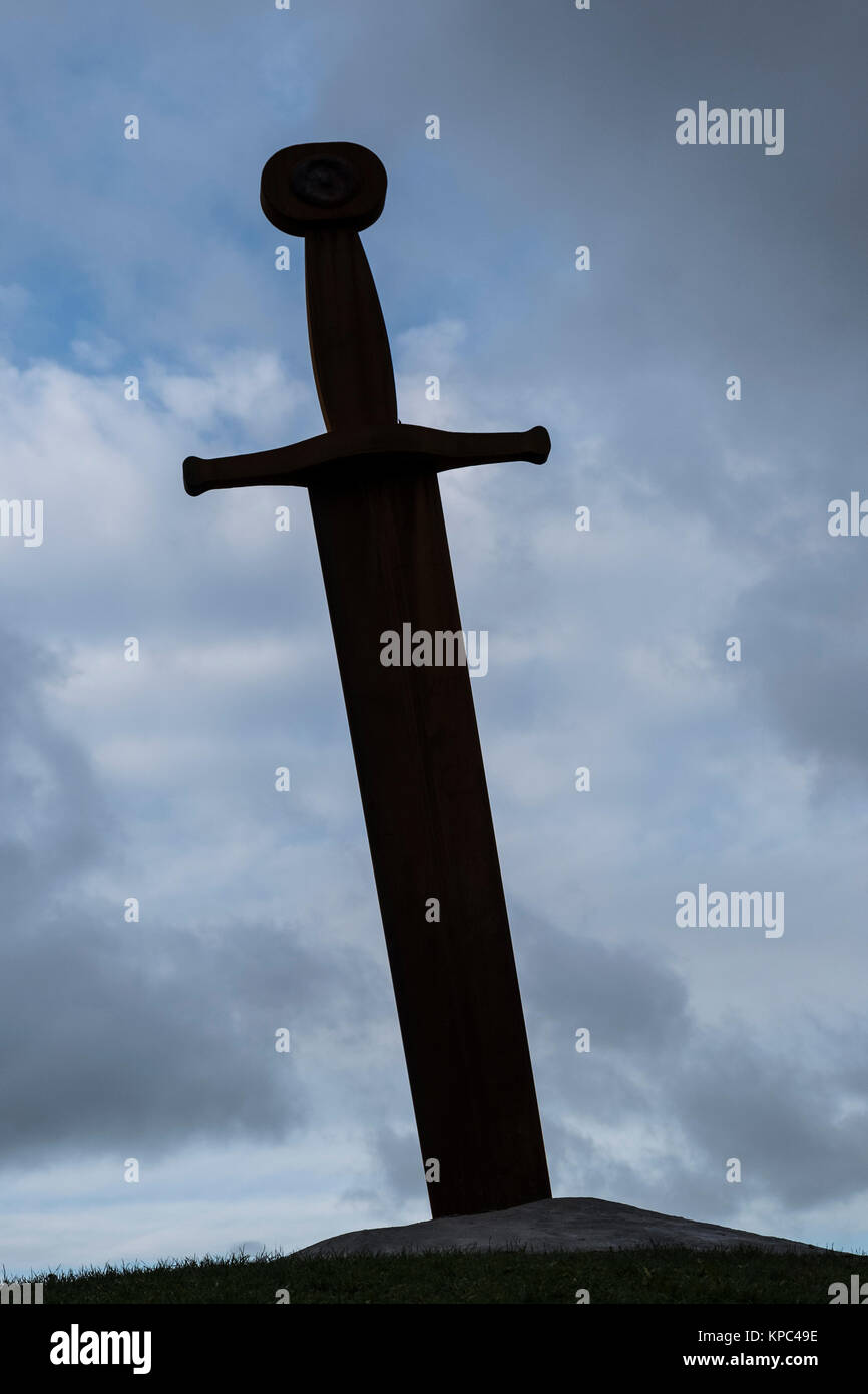 Sword sculpture that celebrates the Welsh princes erected beside beauty ...