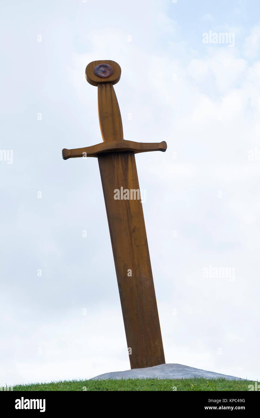 Sword sculpture that celebrates the Welsh princes erected beside beauty ...