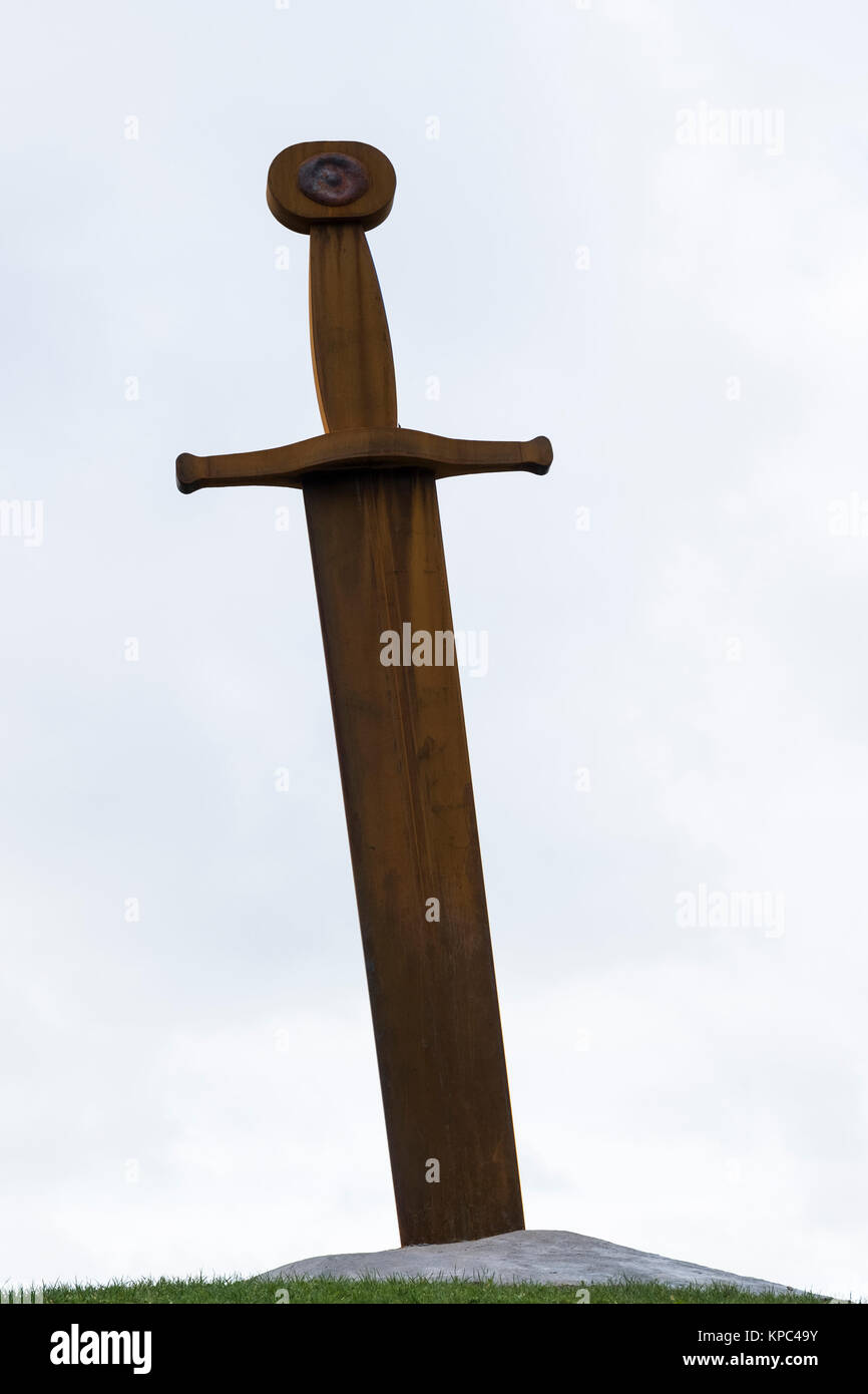 Sword sculpture that celebrates the Welsh princes erected beside beauty ...