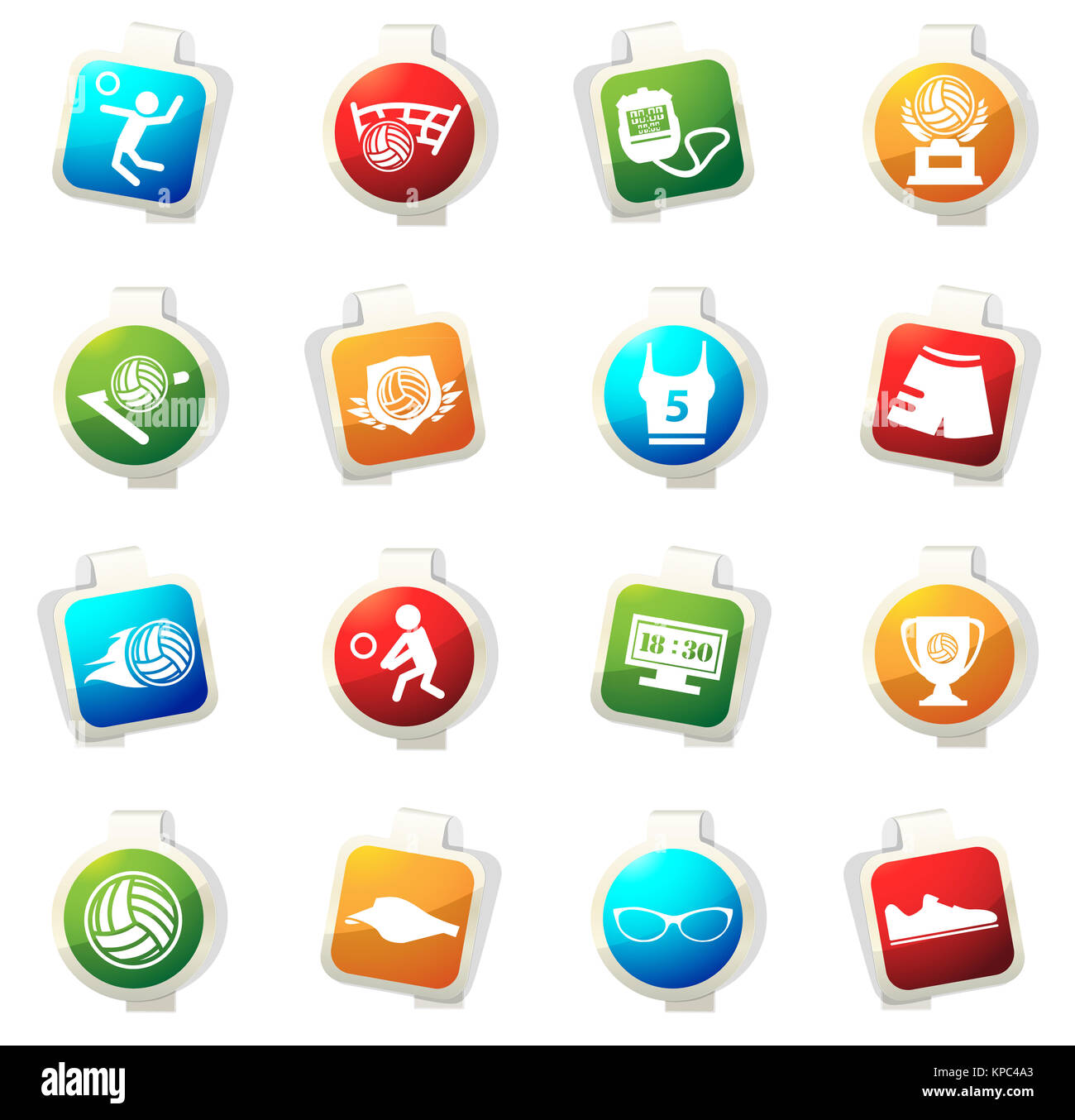 Volleyball icon set Stock Photo - Alamy