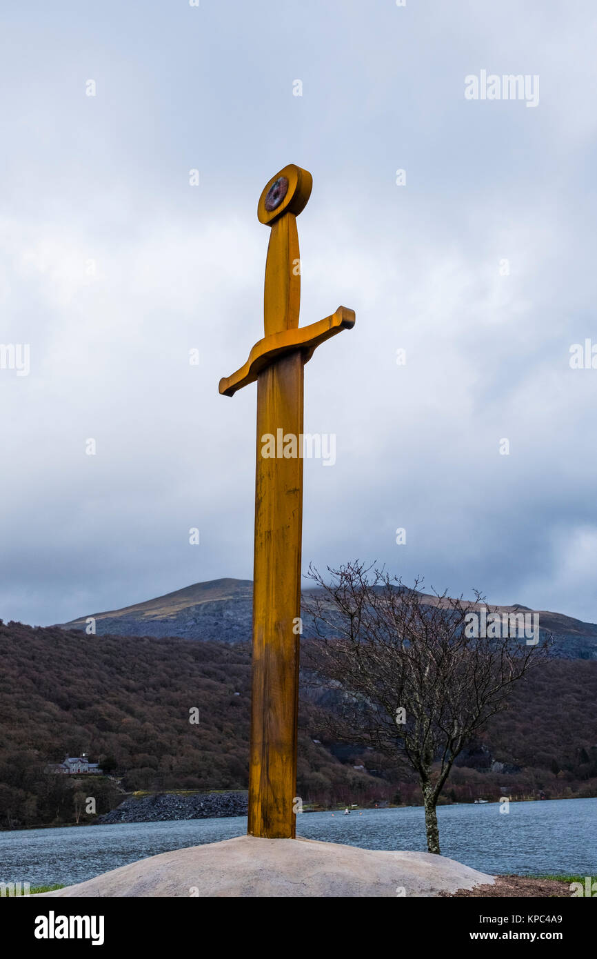 Sword sculpture that celebrates the Welsh princes erected beside beauty ...