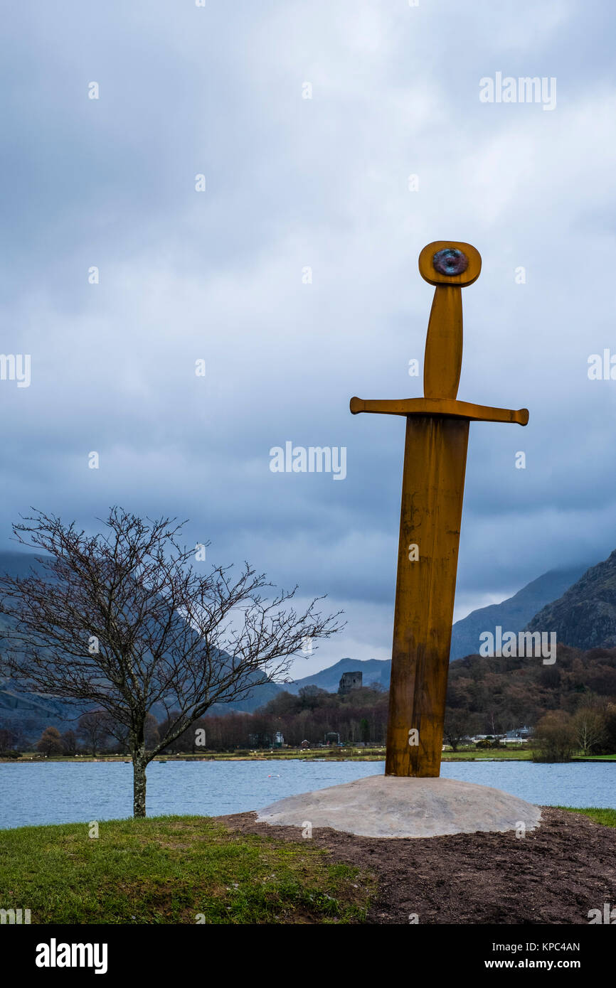 Sword sculpture that celebrates the Welsh princes erected beside beauty ...