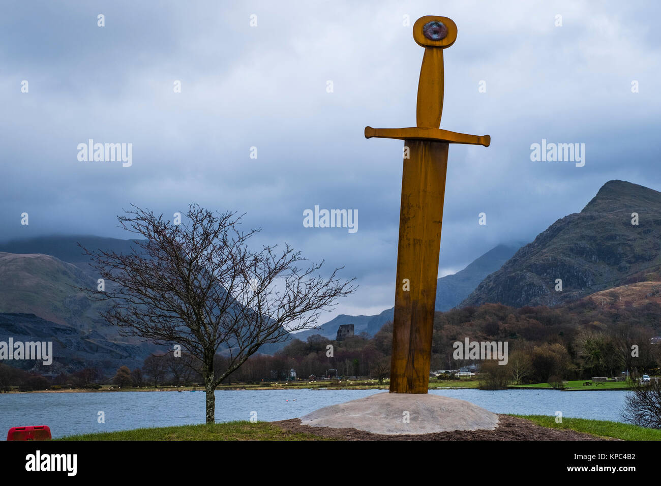 Sword sculpture that celebrates the Welsh princes erected beside beauty ...
