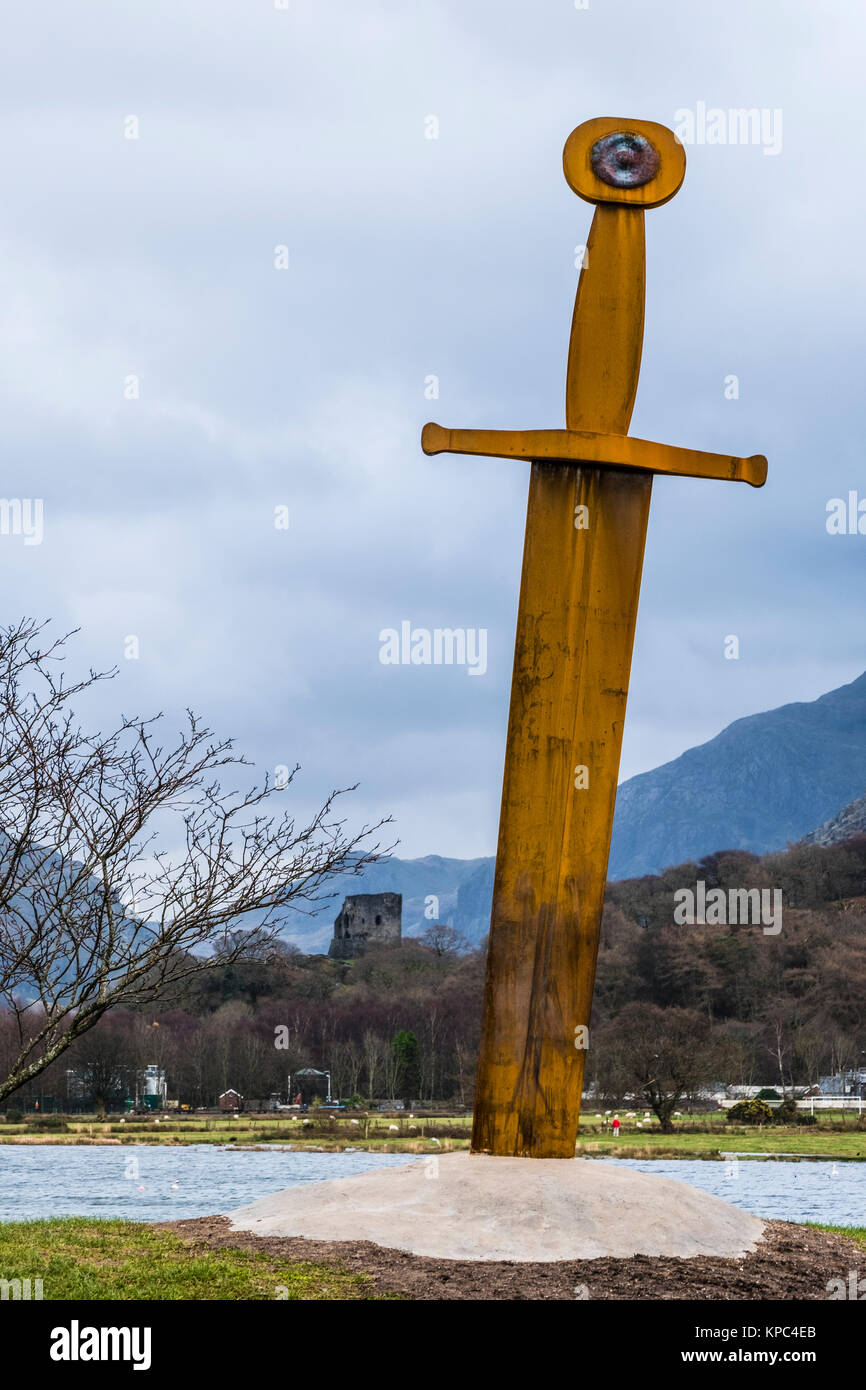 Sword sculpture that celebrates the Welsh princes erected beside beauty ...