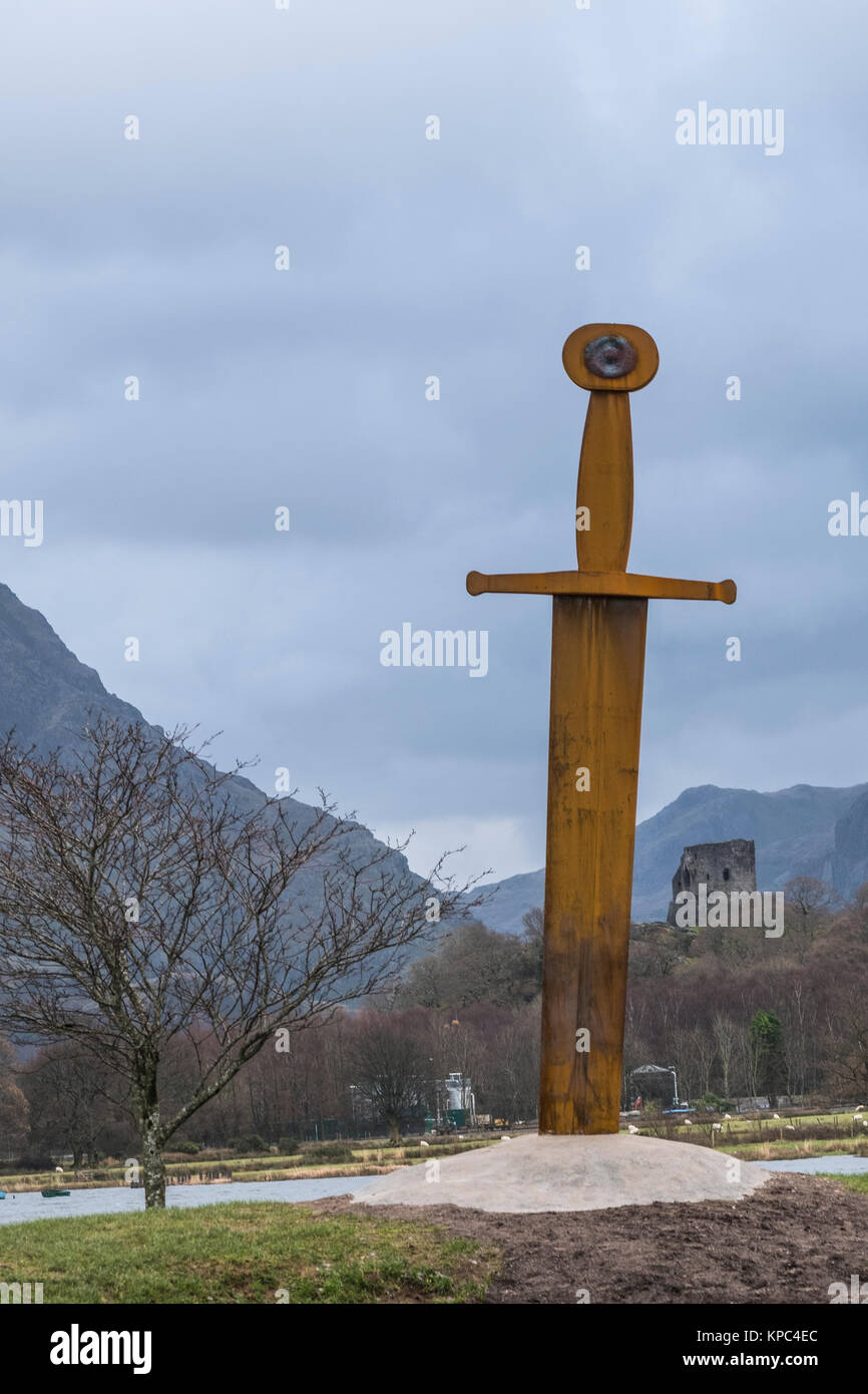 Sword sculpture that celebrates the Welsh princes erected beside beauty ...