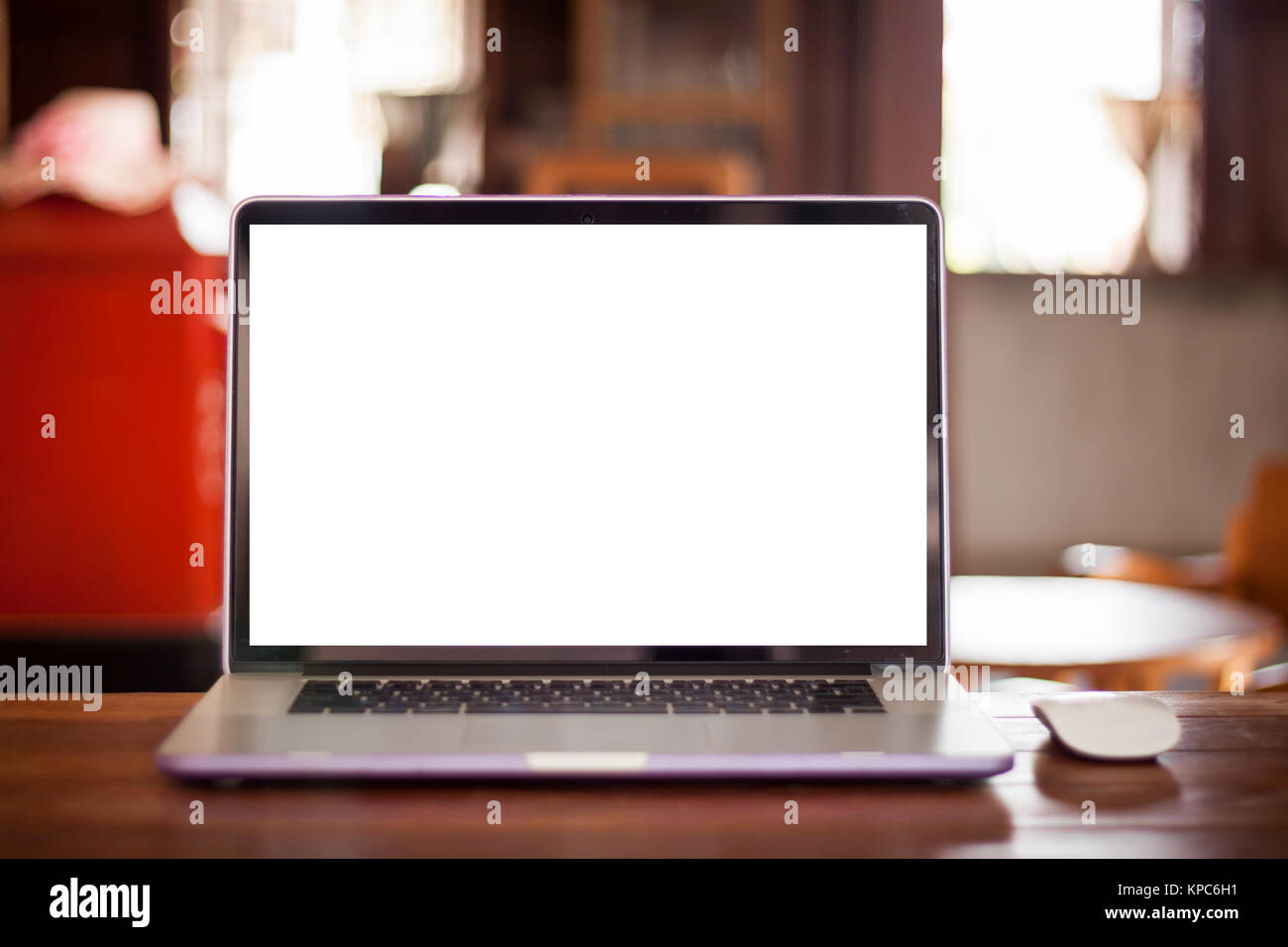Laptop on work station Stock Photo - Alamy