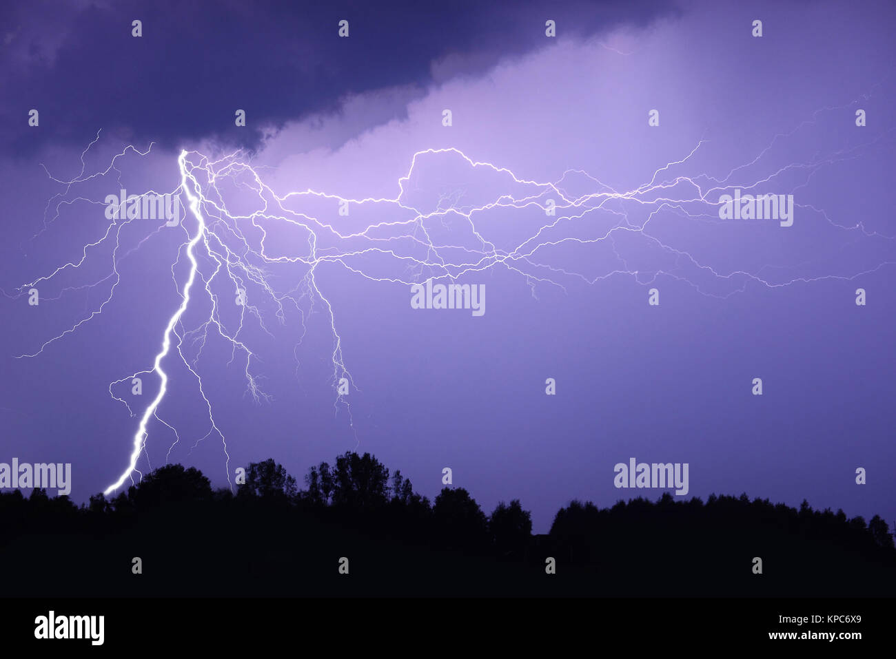 Lightning bolt at night Stock Photo - Alamy